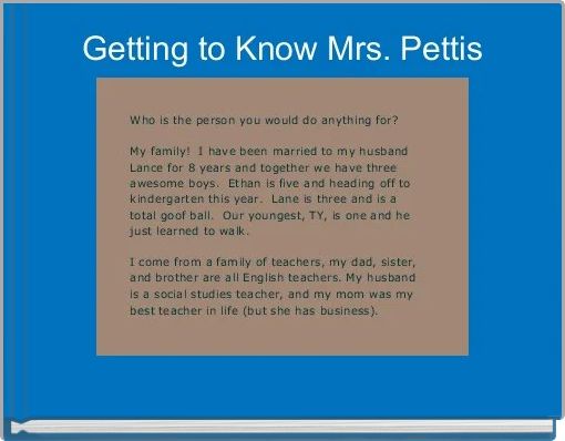"Getting to Know Mrs. Pettis" - Free stories online. Create books for ...